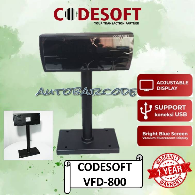 Jual CUSTOMER DISPLAY CODESOFT VFD-800 VFD800 USB INDOMARET POLE DISPLAY VACUUM FLUORESCENT ...
