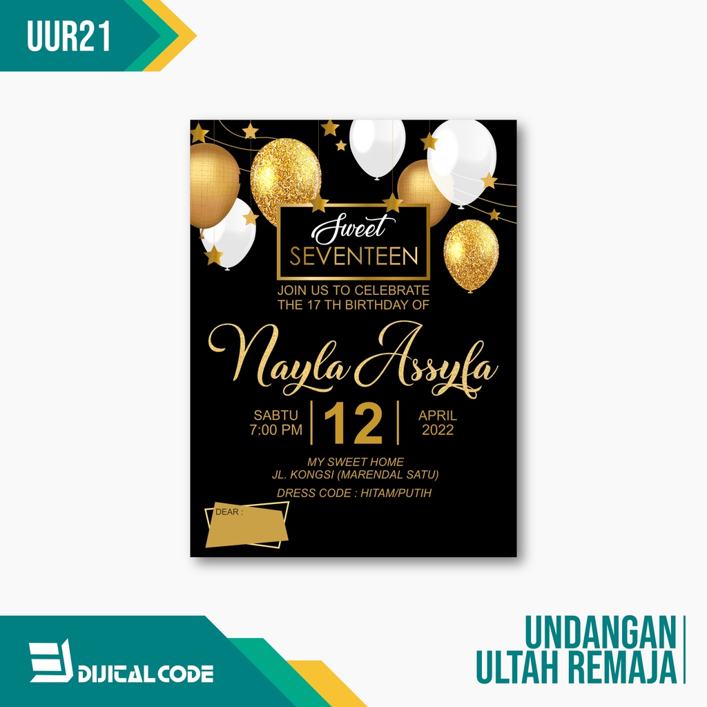 Jual UUR21 Kartu Undangan Ulang Tahun Birthday Invitation Remaja Sweet Seventeen | Shopee Indonesia