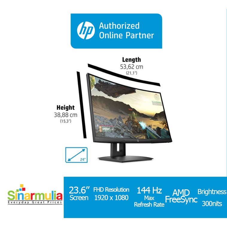 Hp X24C Monitor Gaming 24 Inch 144 Hz Amd Freesync | Shopee Indonesia