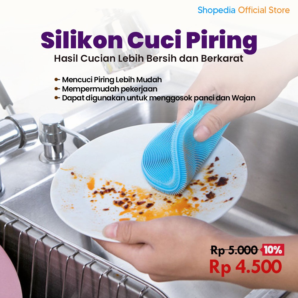 Jual Spons Cuci Piring Silikon Sikat Spons Karet Serbaguna Anti Kuman ...