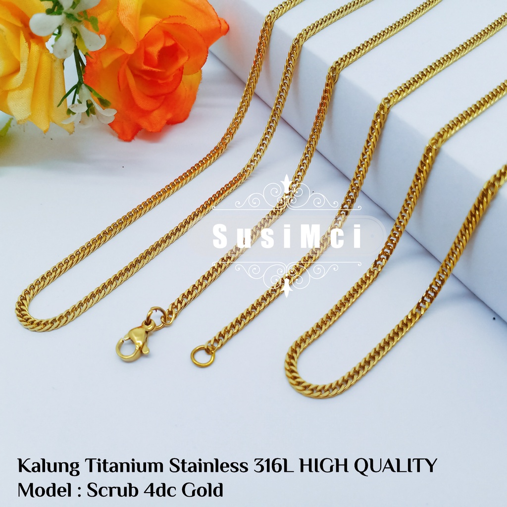 Jual [[ 60cm ]] Rantai Kalung Scrub Gold / emas HIGH QUALITY stainless ...