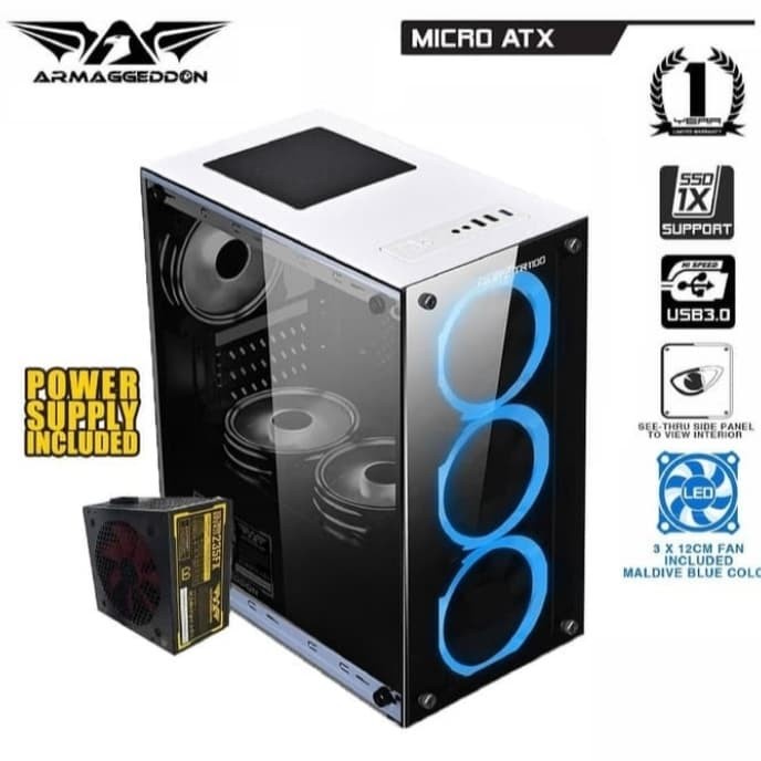 Jual CASING GAMING ARMAGEDDON NIMITZ TR1100 / 3 FAN BLUE COLOR / PSU ...