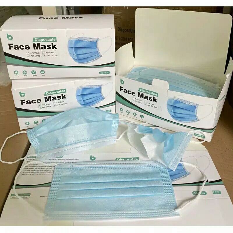 Jual masker earloop 50 pcs masker 3ply masker telinga masler 3 ply ...