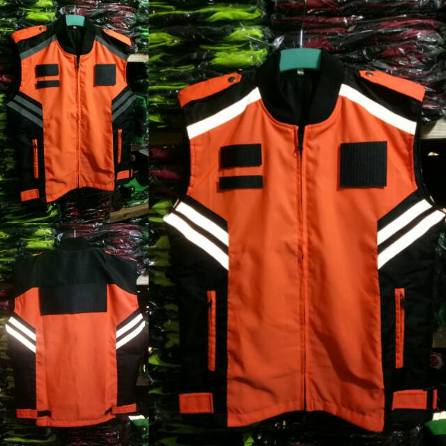 Jual Rompi taslan rompi motor orange velcro polos rompi dishub | Shopee ...