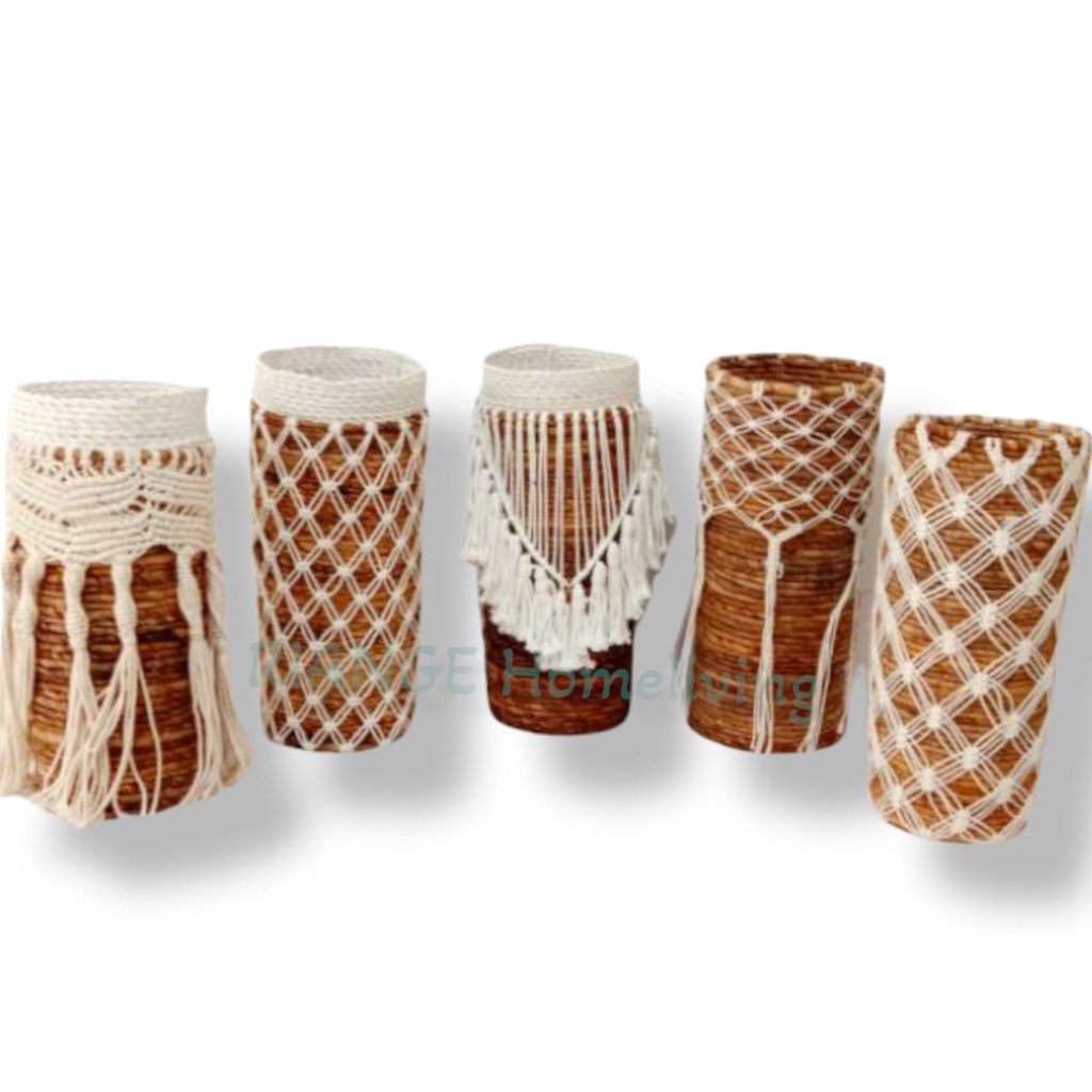 Jual Vas Bunga Vas Anyaman Makram Pot Bunga Anyaman Unik Vas Pelepah ...