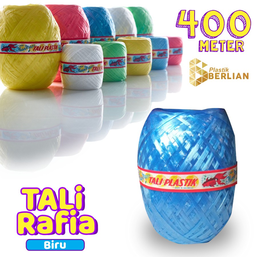 Jual Tali Rafia Besar / Tali Plastik Warna Warni Panjang 500 meter - Biru | Shopee Indonesia