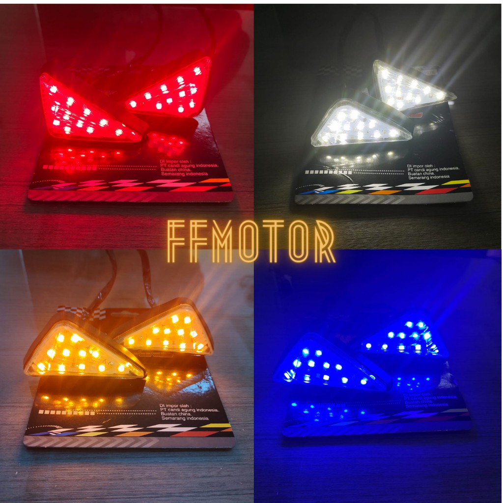 Jual Lampu Sen Sein Tempel Variasi Led Model Segitiga Universal Motor Fairing Vixion old R15 V3 ...