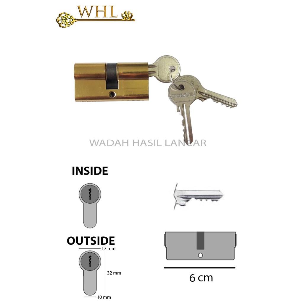 Jual Silinder Kunci Pintu DOMUS 6cm Gold Anak Kunci Pintu / Profile Cylinder | Shopee Indonesia