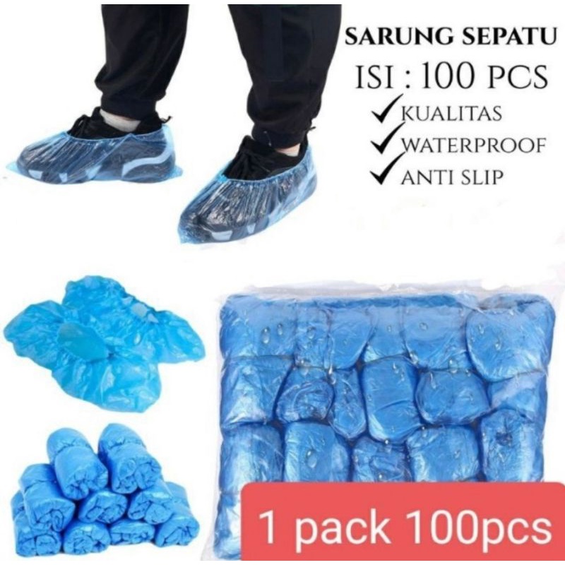 Jual sarung sepatu plastik isi 100pcs universal cover sepatu medis ...