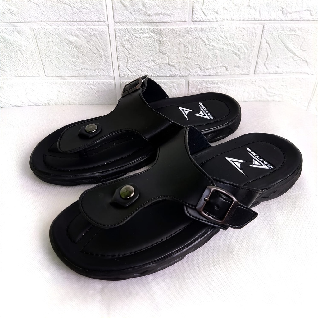 Jual Sendal Kulit Pria Japit Hitam Original Sandal Jepit Cowok Laki ...