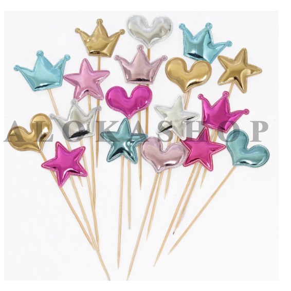 Jual Topper Kue Bentuk Bintang Mahkota Hati Topper Cupcake Dekorasi Kue ...