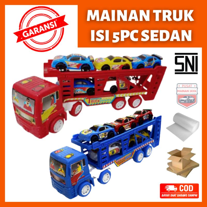 Jual Mainan Truk Kontainer Trailer Panjang isi Mobil Murah | Shopee ...