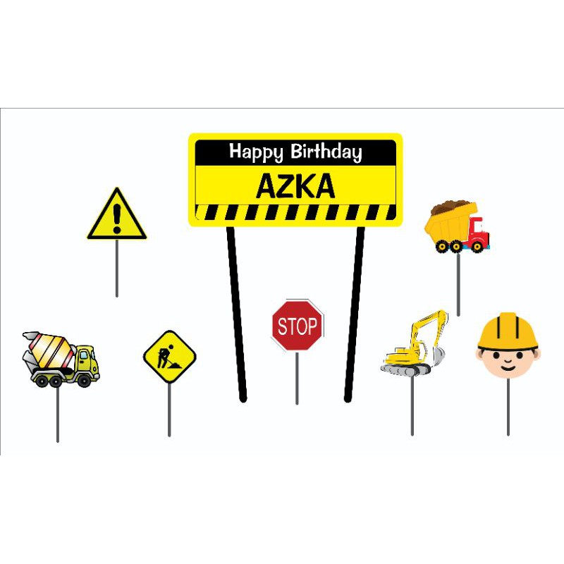 Jual Topper Cake Construction PAKE NAMA | Shopee Indonesia