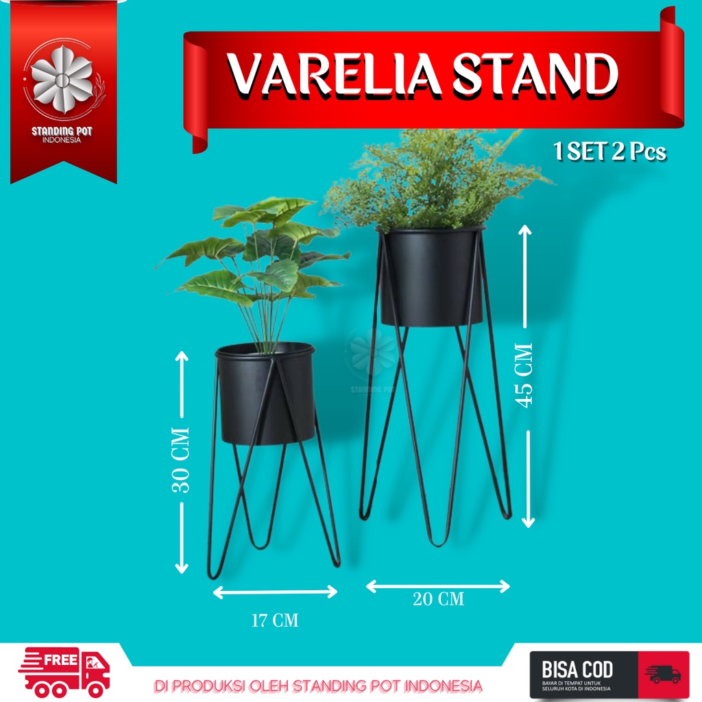 Jual Standing Pot Besi Minimalis 1 SET 2 PCS Varelia Stand Plant Flower ...