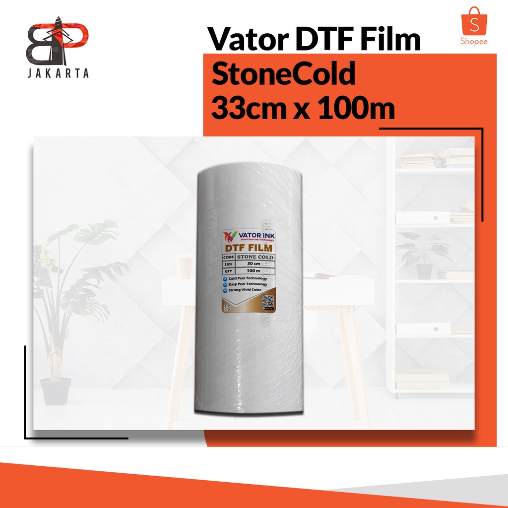 Jual PET FILM DTF VATOR STONE COLD Coating Tebal - Roll 33cm x 100meter | Shopee Indonesia