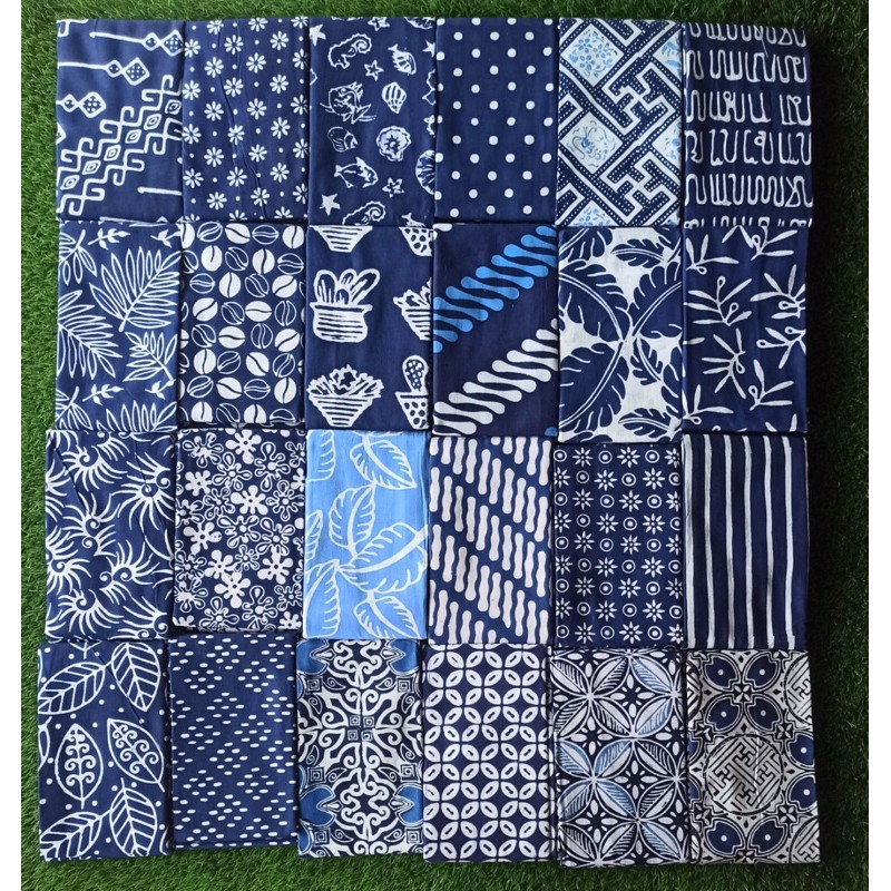 Jual Kain Batik Katun Cap Garutan Biru Navy Aneka Motif | Shopee Indonesia