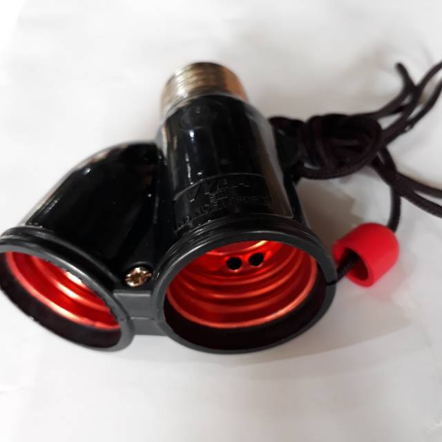 Jual Fitting/Fiting Lampu Tarik Tali E27 Cabang 2 Dua Dobel Double E-27 SNI Indonesia|Shopee ...