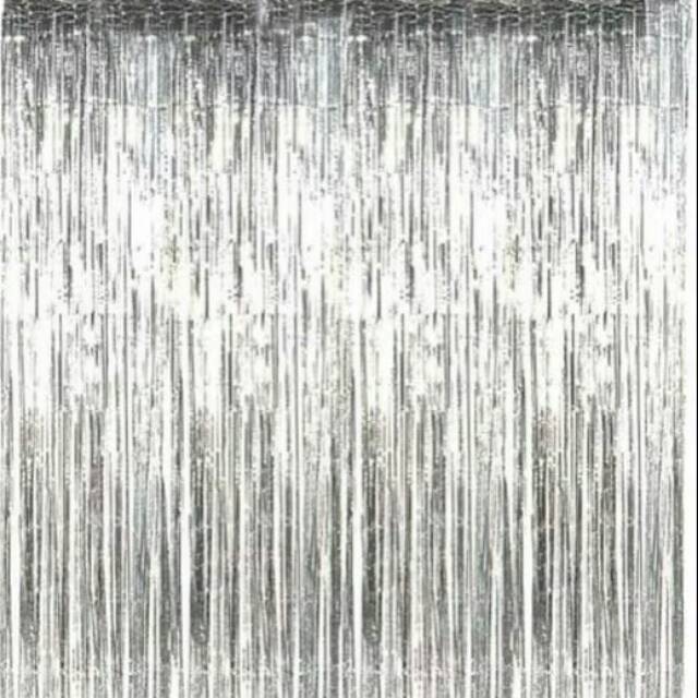 Jual Tirai Rumbai Dekorasi Pesta Murah - Warna Silver | uk 100cm x ...