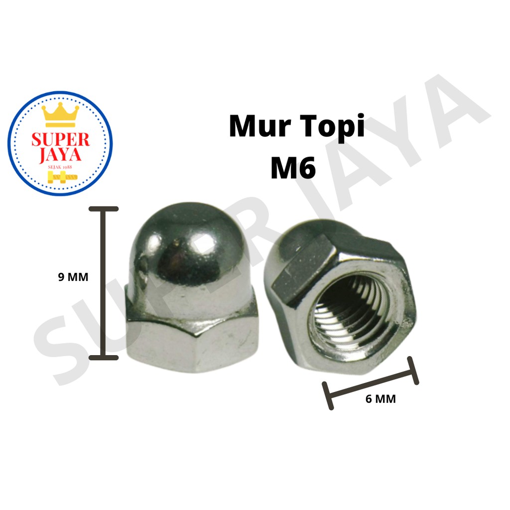 Jual Mur flange Cup Nut mur topi bulat motor M6 - 1 PCS | Shopee Indonesia