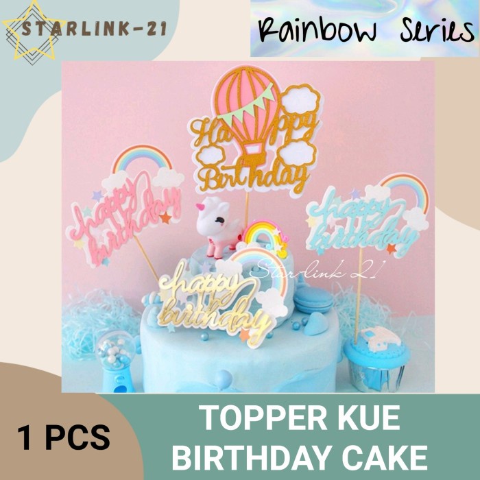 Jual TOPPER CAKE HAPPY BIRTHDAY | Tusukan Kue Awan Pelangi Rainbow ...