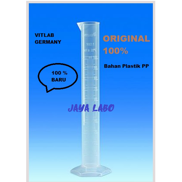 Jual GELAS UKUR PLASTIK VITLAB PP Vol. 100ml/ Measuring Cylinder/ Gelas Takar/ Alat Laboratorium ...