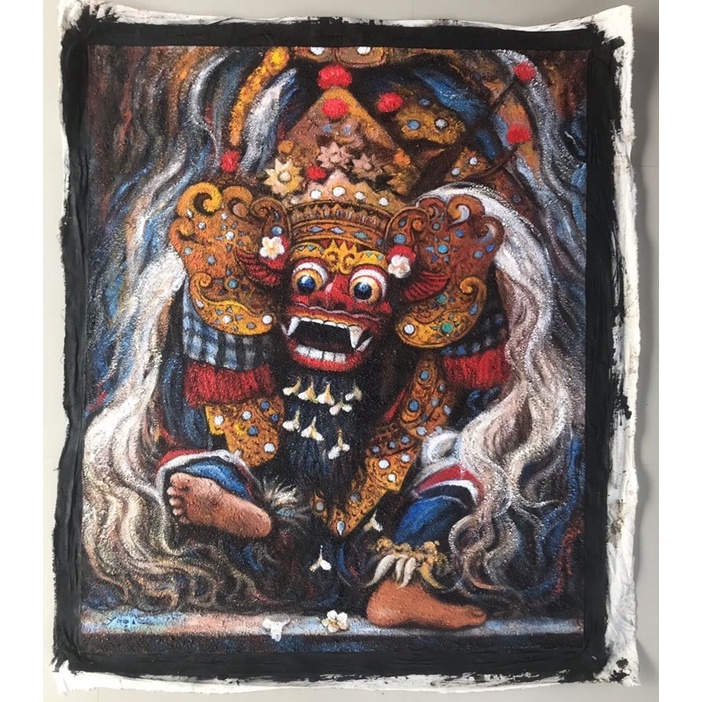 Jual Lukisan Barong Bali, Ukuran 120 x 100 cm, Tekstur tebal, asli buatan tangan | Shopee Indonesia