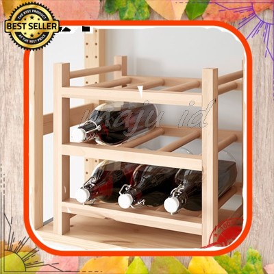 Jual Rak tempat wadah untuk 9 botol anggur, minuman, kayu solid IkeaSet ...