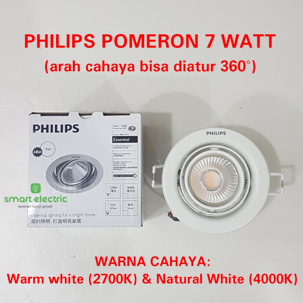 Jual Philips Pomeron 7 Watt Spot Light Lampu Sorot Downlight LED Bagus | Shopee Indonesia