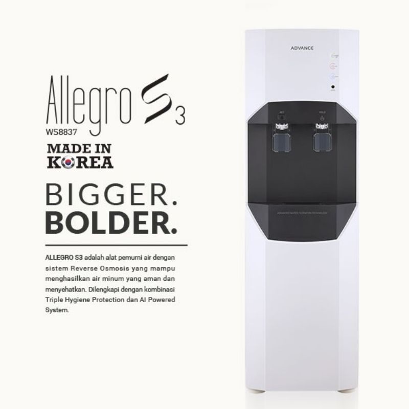 Jual DISPENSER ADVANCE ALLEGRO S3 WHITE (RO DISPENSER TANPA GALON ...