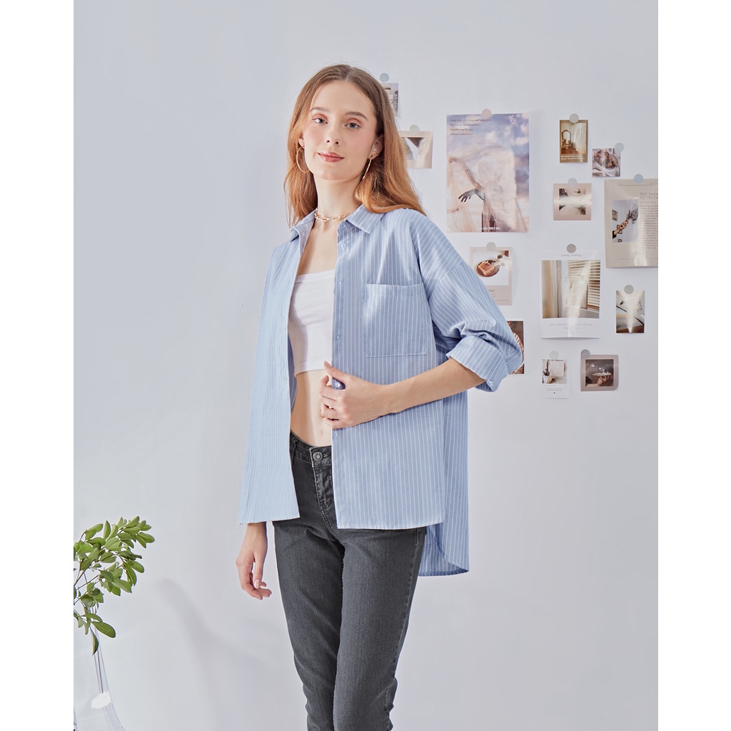Jual Kemeja Atasan Wanita | Rumako | Rika Shirt in Blue | Womenswear ...