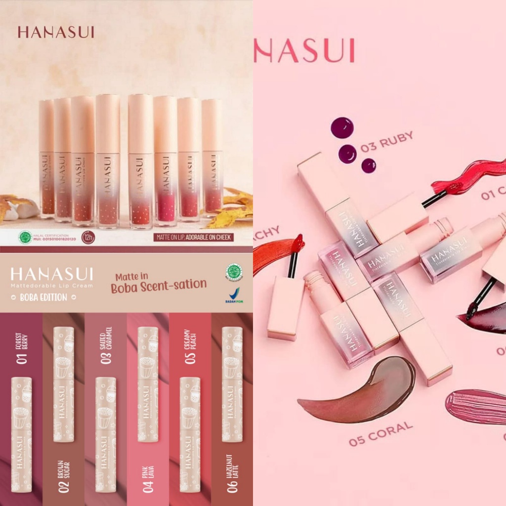 Jual Hanasui Mattedorable Lip Cream | Hanasui Lip Cream Boba Edition ...