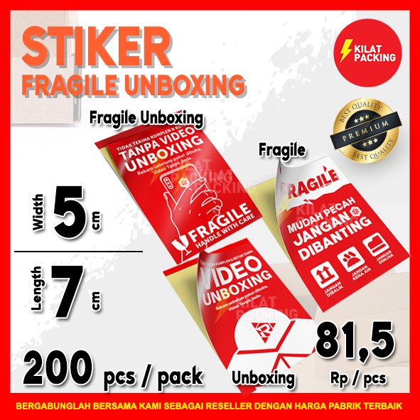 Jual Sticker Unboxing +FRAGILE Rusfet | Label Tempelan WAJIB VIDEO ...