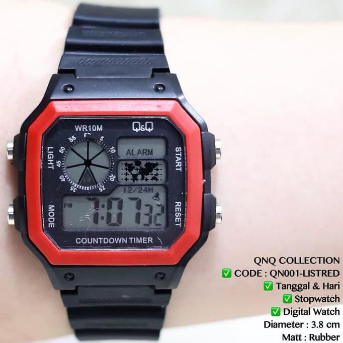 Jual JAM TANGAN QNQ DIGITAL ANTI AIR TERMURAH TALLI RUBBER UKURAN UNISEX | Shopee Indonesia