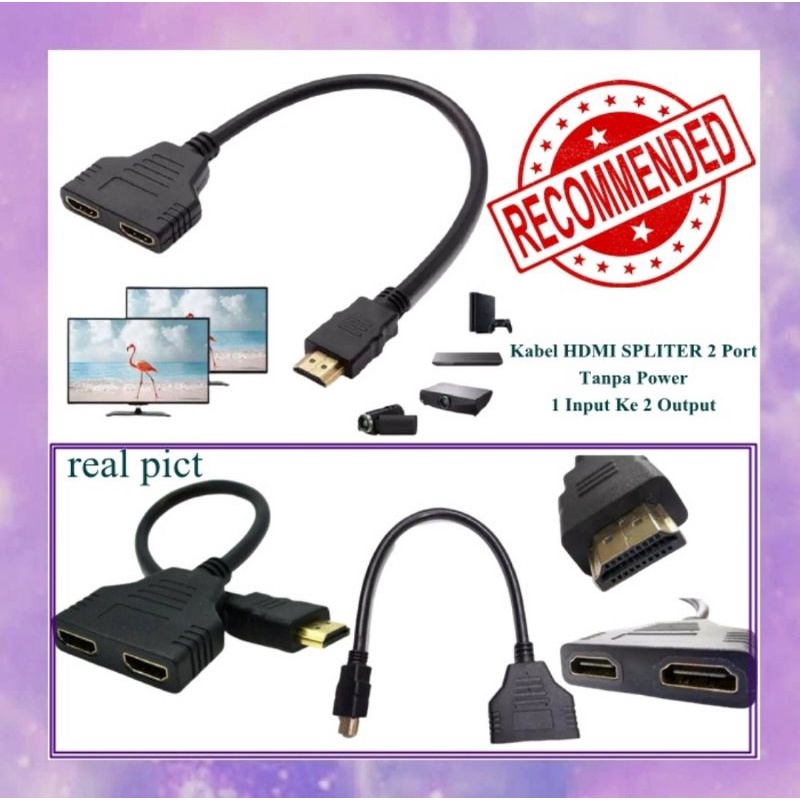 Jual Kabel HDMI cable splitter 1 input To 2 output 1 male to 2 female ...