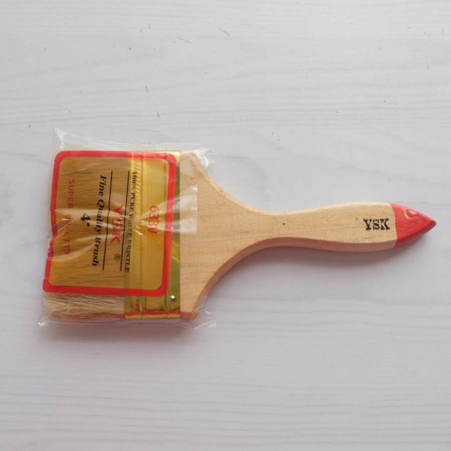 Jual Kuas Cat Tembok YSK Ukuran 4 Inch Type 633 Bulu Putih Kayu Vernis ...