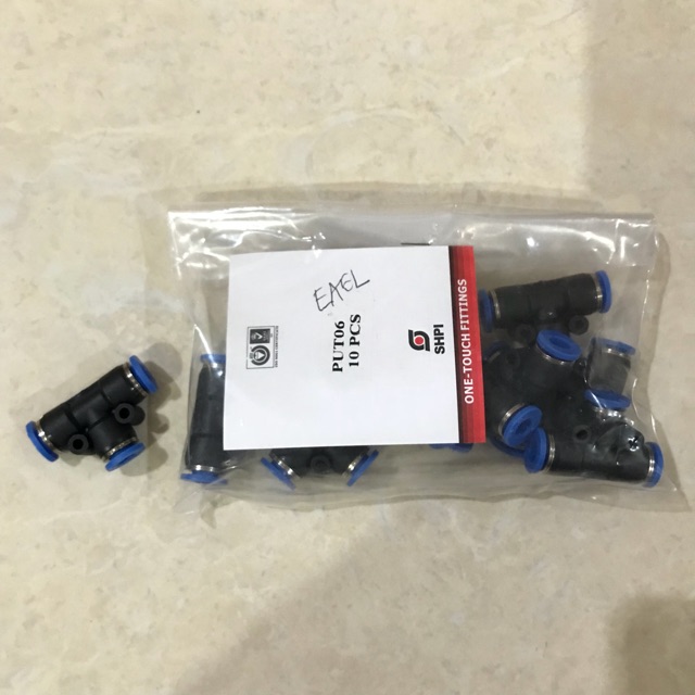 Jual Sambungan selang tubing / fitting pneumatic PUT06 merk SHPI (6mm ...