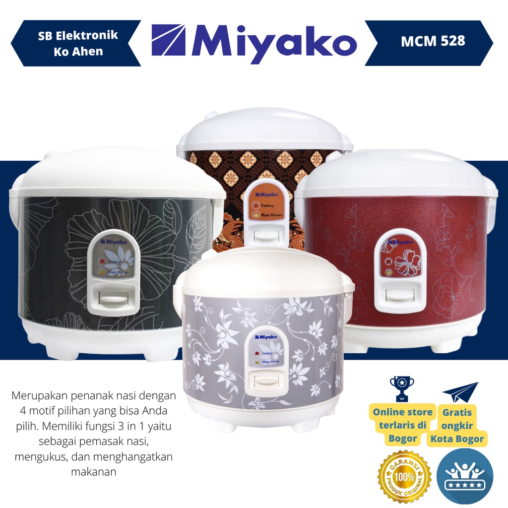 Jual MAGIC COM / RICE COOKER MIYAKO 1.8LITER MCM 528 Silver | Shopee ...