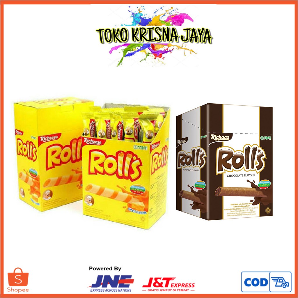 Jual RICHEESE ROLLS CHEESE | RICHOCO ROOLS CHOCOLATE FLAVOUR 1 PACK ISI ...