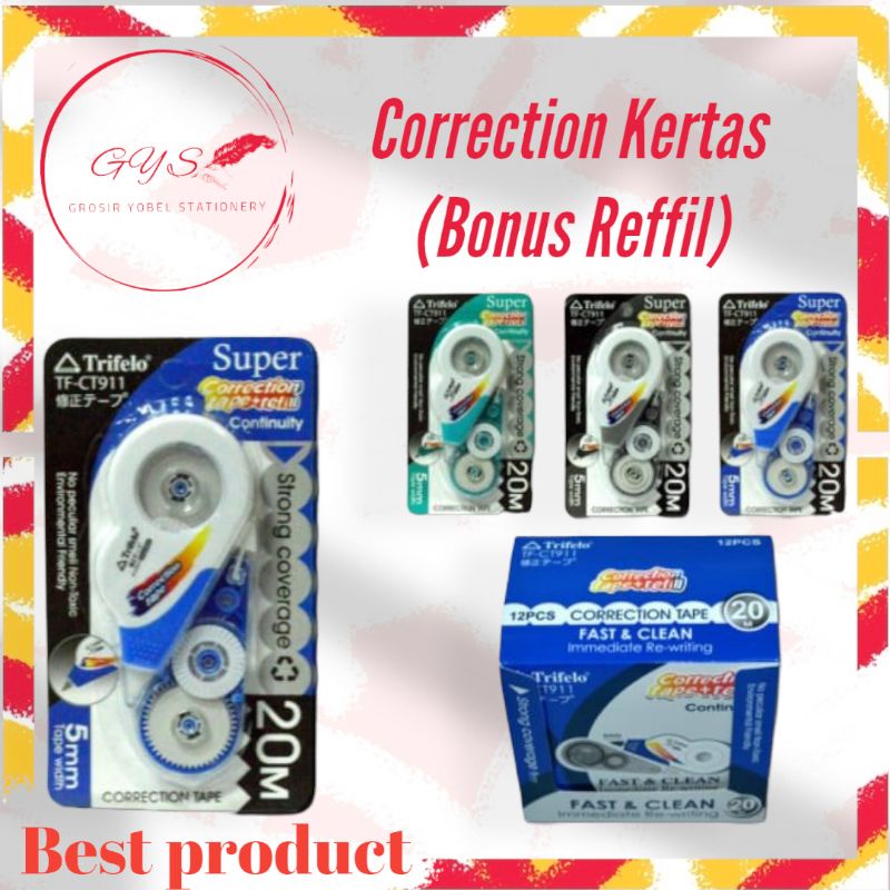 Jual Tip X Tape Trifello CT-911(pcs) /Tipe-X/correctionRoll/Stipo ...