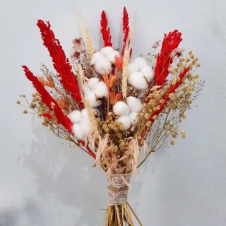 Jual Buket Bunga Dekorasi Rustik Tanaman Daun Kering Sikas Palem Gandum ...