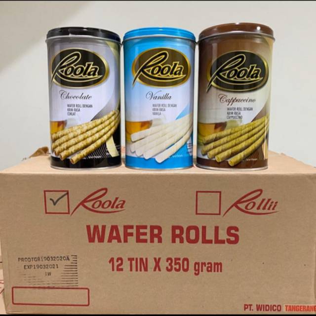 Jual ASTOR ROOLA WAFER ROLL (Vanila , Chocolate , Cappucino) 12 Kaleng ...