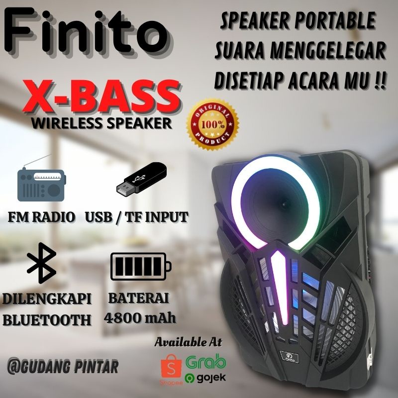 Jual Speaker Bluetooth Extra Bass Karaoke Meeting Mic Finito Wireless ...