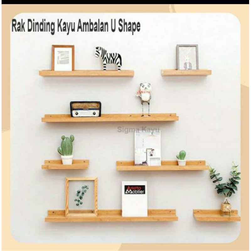 Jual Rak Dinding Kayu Ambalan U Shape Hiasan Kamar Kayu | Shopee Indonesia
