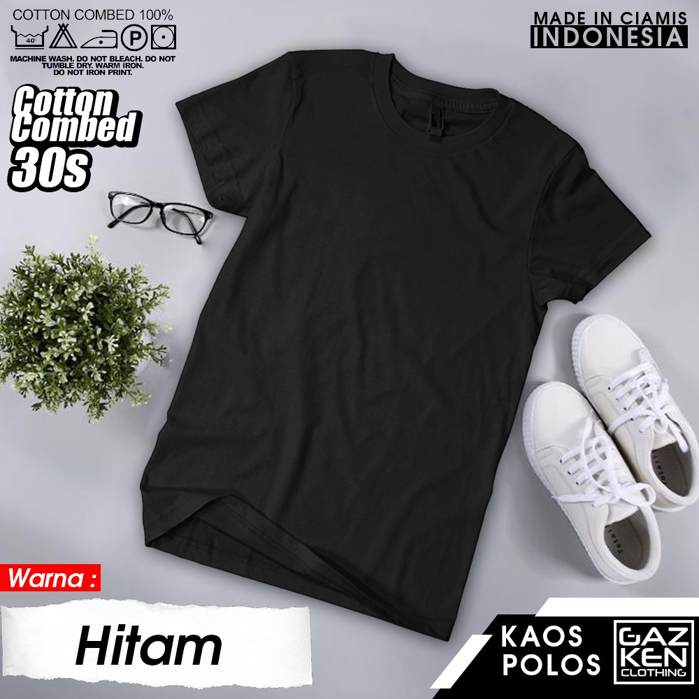 Jual Kaos Polos Hitam Soft Cotton Combed 30s Tangan Pendek Polosan ...