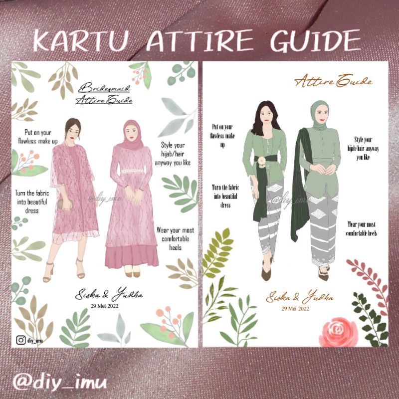 Jual Kartu Attire Guide Bridesmaid / Attire Guide Card | Shopee Indonesia