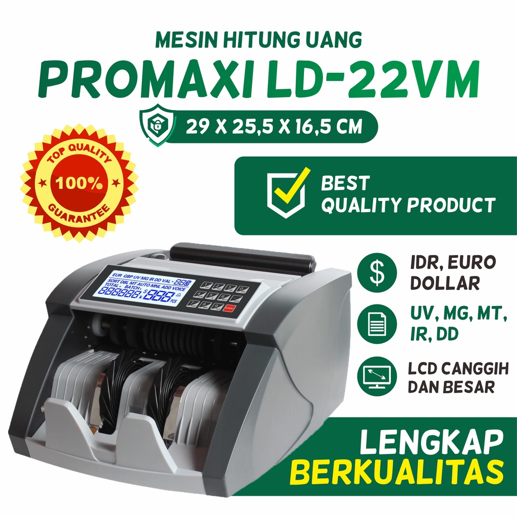 Jual Mesin Hitung Uang/Bill Counter Promaxi LD22VM (UV, MG, MT, IR, DD ...