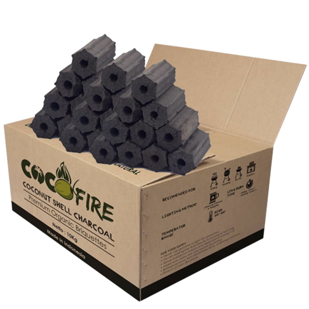 Jual Arang Briket BBQ Premium Cocofire Tanpa Asap Tahan Lama 5x10 cm 10 Kg | Shopee Indonesia