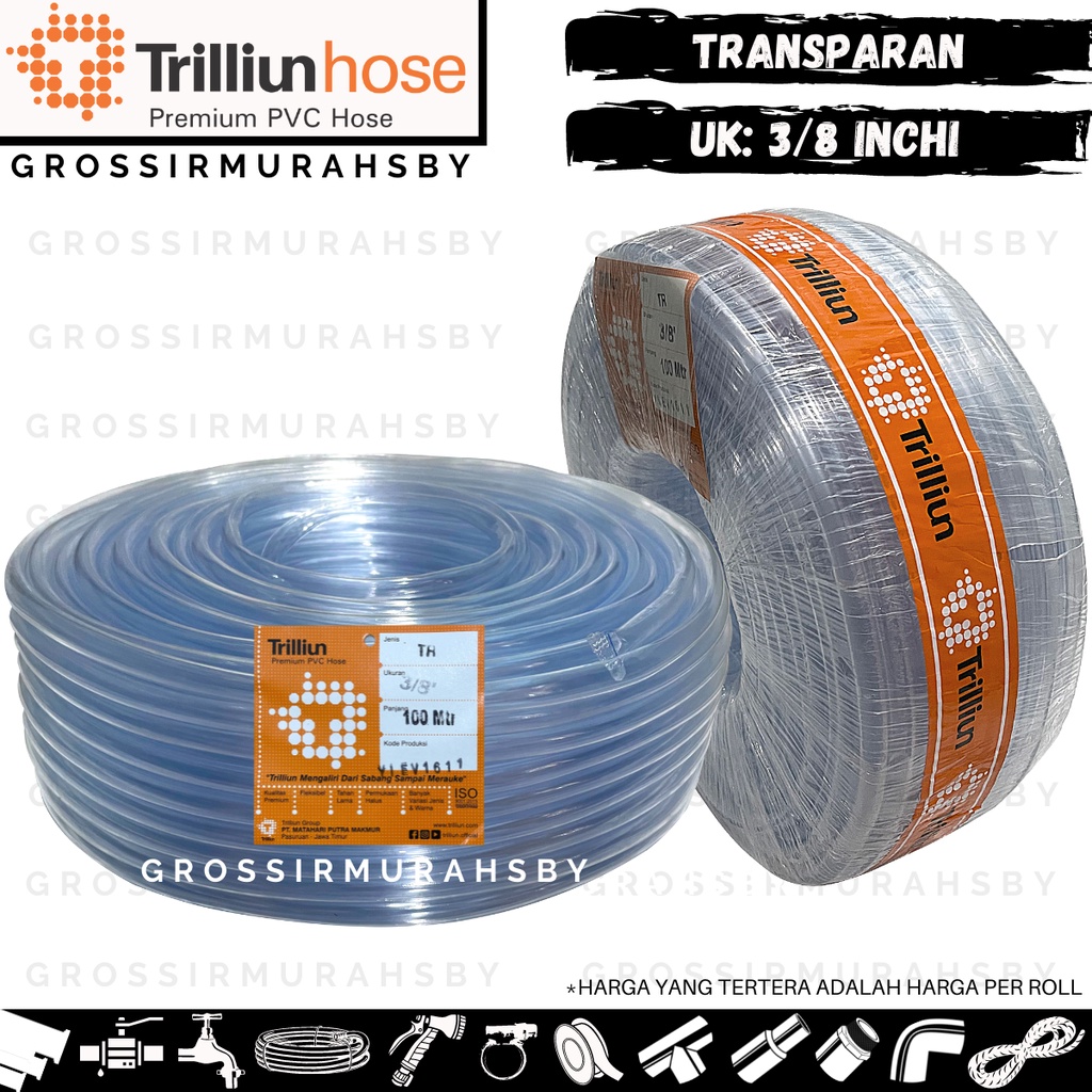 Jual SELANG AIR TRILLIUN TRANSPARAN 3/8 INCHI ( LINK 1 ROLL 100 METER ) | Shopee Indonesia