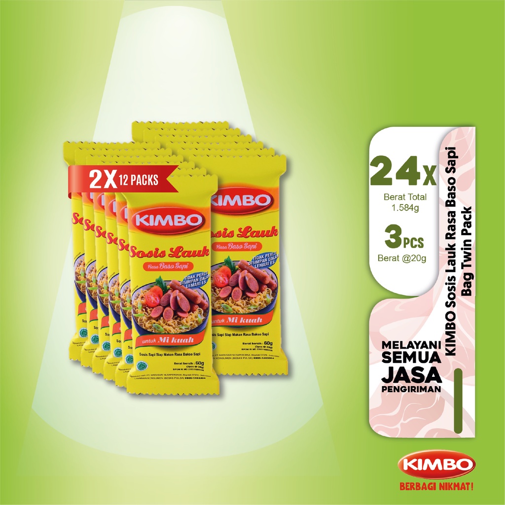 Jual KIMBO Sosis Lauk Rasa Baso Sapi Bag Twin Pack | Shopee Indonesia