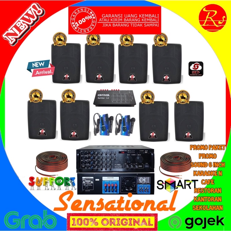 Jual Paket sound system speaker 6 inch cafe restoran sekolahan dan kantoran sky audio power full ...